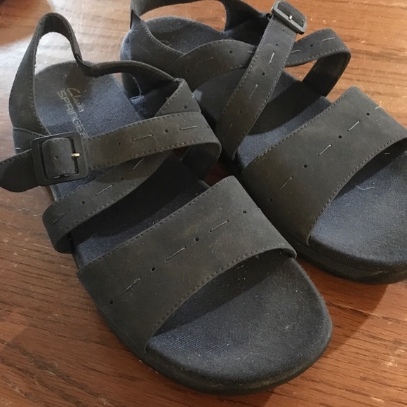 Clarks | Shoes | Clark Suede Leather Navy Blue Sandals Comfort Walking ...